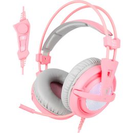 SADES Gaming-Headset &raquo;A6&laquo; pink Einstellungen k&ouml;nnen &uuml;ber die multifunktionale Inline-Fernbedienung gesteuert werden