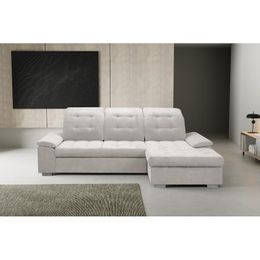 WERK2 Ecksofa &raquo;Carmen, mit Bettfunktion & Bettkasten, optional Sitztiefenverstellung&laquo; mit Sitztiefenverstellung, Luxus-Microfaser Chenille, Creme 