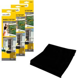 Schellenberg Fliegengitter-Gewebe &raquo;Maxi f&uuml;r gro&szlig;e Fenster&laquo; Packung, 3 Stk. tlg. Insektenschutz und M&uuml;ckenschutz, 150 x 300 cm, anthrazit und wei&szlig; grau