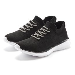 Lascana Damen Lascana Sneaker mit modischer Glitzerschn&uuml;rung VEGAN schwarz 36