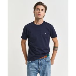 Gant Herren T-Shirt &raquo;SLIM SHIELD SS T-SHIRT&laquo; mit Logostickerei auf der Brust blau XXL