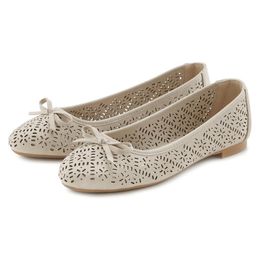 Lascana Damen Lascana Ballerina Freizeitschuh, Slipper, Halbschuh mit kleinen Cut-Outs VEGAN beige 42