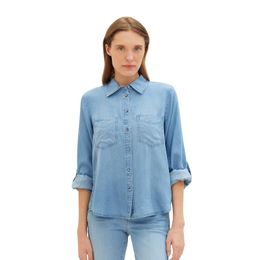 Tom Tailor Damen Tom Tailor Jeansbluse mit Lyocell und Kentkragen blau 44