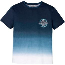 bonprix Damen bonprix T-Shirt Regular Fit, Kurzarm, aus Baumwolle, mit Farbverlauf blau 52/54 (L)