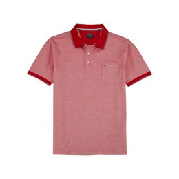OLYMP Herren OLYMP Poloshirt &raquo;Casual&laquo; Two-Tone Piqu&eacute;, Seitenschlitzen im Saum rot S