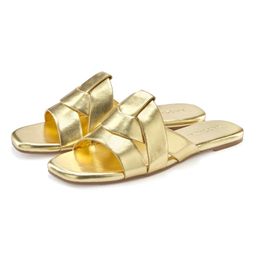 Lascana Damen Lascana Pantolette &raquo;Mule, Sommerschuh, offener Schuh, Sandale&laquo; im modischen Metallic Look mit raffinierten Riemchen VEGAN gold 41