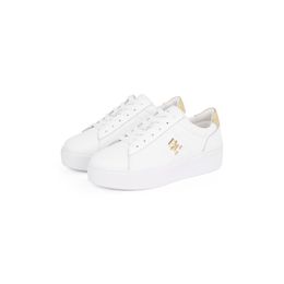 Tommy Hilfiger Damen Plateausneaker &raquo;PLATFORM COURT SNEAKER METALLICS&laquo; , Freizeitschuh, Halbschuh, Schn&uuml;rschuh mit TH-Logo wei&szlig; 40