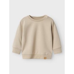 name it Jungen Sweatshirt &raquo;NBNTAKKI f&uuml;r M&auml;dchen und Jungen mit Druckknopf und Stretch&laquo;, unifarben, casual, regular fit, Baumwollmix, Rundhals beige 86