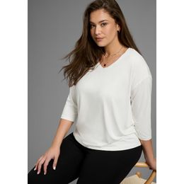 Laura Scott Curve Damen Laura Scott CURVE 3/4-Arm-Shirt mit V-Ausschnitt und lockerer Passform &ndash; GROSSE GR&Ouml;SSEN wei&szlig; 48/50