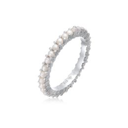 Elli Damen Perlenring &raquo;Bandring Memoire Glasperle 925 Sterling Silber&laquo; silber