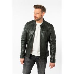 Mauritius Herren Lederjacke &raquo;MMDerry&laquo; mit Stehkragen mit Druckknopf gr&uuml;n 3XL Trachtenmode