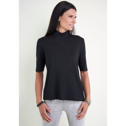 Seidel Moden Damen Stehkragenshirt im h&uuml;ftlangen Schnitt, MADE IN GERMANY schwarz 48