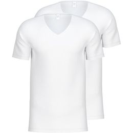 Calida Herren Calida Kurzarmshirt &raquo;Natural Benefit&laquo; 2er Pack, V-Ausschnitt, feiner Single Jersey, elastisch wei&szlig; XL (56)