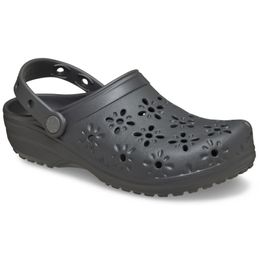 Crocs Damen Clog &raquo;Classic Floral Cut Out Clog&laquo; , Sandale, Sommerschuh, Loafer mit L&uuml;ftungs&ouml;ffnungen in Bl&uuml;tenstruktur schwarz 37