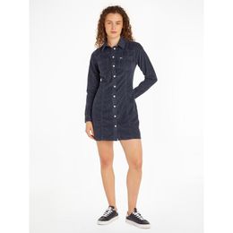 Tommy Jeans Damen Cordkleid &raquo;TJW SLIM LS WASHED CORD DRESS&laquo; Brusttaschen in modischem Cordmaterial blau XS (34), N-Gr