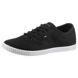 Tommy Hilfiger Damen Sneaker &raquo;CANVAS LACE UP SNEAKER&laquo; , Freizeitschuh, Halbschuh, Schn&uuml;rschuh mit gestickter Logoflagge schwarz 36