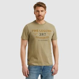 PME-Legend Pme Legend Herren PME LEGEND T-Shirt &raquo;Short sleeve r-neck open end jersey&laquo; mit Logo-Print silber 3XL
