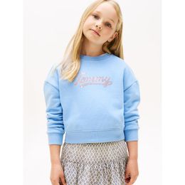 Tommy Hilfiger Damen Sweatshirt &raquo;TOMMY SCRIPT SEQUIN SWEATSHIRT&laquo;, f&uuml;r Kinder bis 16 Jahre, Logo-Schriftzug mit bunten Pailletten blau 3 (98)