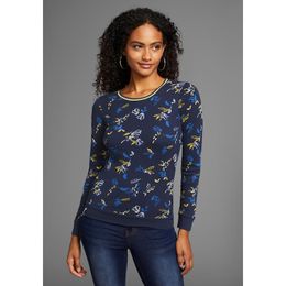 Kangaroos Damen Kangaroos Langarmshirt mit Allover-Print und Kontrastdetails blau 36/38
