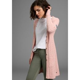 Kangaroos Damen Kangaroos Longstrickjacke mit trendigem Zopfmuster und Taschen rosa 44/46