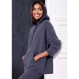 ELBSAND Damen Hoodie, aus hochwertigen Strick blau 36/38