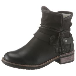 Rieker Damen Winterboots , Winterstiefelette, Blockabsatz, Warmfutter, mit Zierb&auml;nder schwarz 42