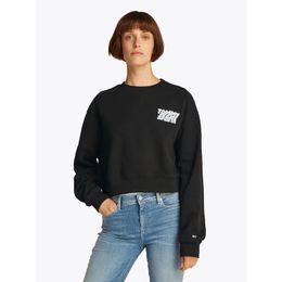 Tommy Jeans Damen Sweatshirt &raquo;TJW RLX CRP TJ BUBBLE CREW&laquo;, mit gro&szlig;em Logodruck auf dem R&uuml;cken schwarz L (40)