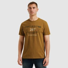 PME-Legend Pme Legend Herren PME LEGEND T-Shirt &raquo;Short sleeve r-neck open end jersey&laquo; mit Logo-Print braun XXL