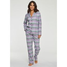 Vivance Dreams Damen Pyjama 2 tlg. aus kuschelig weichem Flanell lila 32