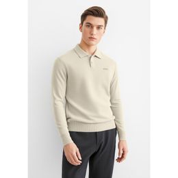 BOSS Orange Herren BOSS Orange Polokragenpullover &raquo;Asac&laquo; mit Logo-Stickerei beige S