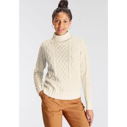 AJC Damen AJC Strickpullover mit modischem Zopfmuster und Stehkragen wei&szlig; 40/42 (M)