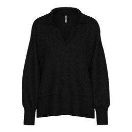 Pieces Damen Pieces V-Ausschnitt-Pullover &raquo;PCMALOU LS POLO KNIT NOOS BC&laquo; schwarz S