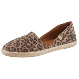 VERBENAS Damen VERBENAS Espadrille Strandschuh, Sommerschuh, Loafer im trendigen Animal-Look braun 36