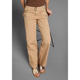 Delmao Damen DELMAO Cargohose mit modische gro&szlig;en Eingrifftaschen beige 40 (M), N-Gr