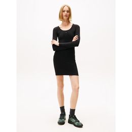 Tommy Jeans Damen Jerseykleid &raquo;TJW IRREGULAR RIB MINI DRESS&laquo; in gerippter Struktur schwarz XS (34), N-Gr