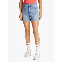Tommy Jeans Damen Shorts &raquo;MOM SHORT BI0112&laquo; mit Logo-Badge, in blauer Waschung blau 29, N-Gr