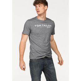 Tom Tailor Herren Tom Tailor Rundhalsshirt mit Logoprint grau M