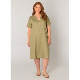 Base Level Curvy Damen Tunikakleid &raquo;Yacinthe&laquo; Sommerkleid mit Leinen 46, N-Gr