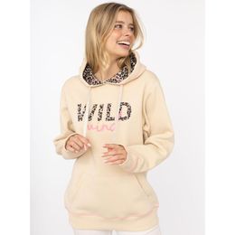 Zwillingsherz Damen Hoodie &raquo;"Wild Mind"&laquo;, Stickerei, bedruckte Kordel, K&auml;ngurutasche, Rippb&uuml;ndchen S/M
