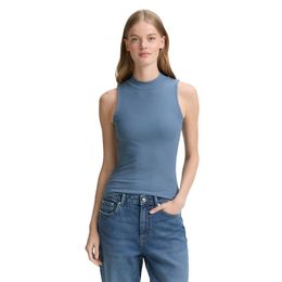 Tom Tailor Denim Damen Tom Tailor Denim T-Shirt mit Rippstruktur blau XL (42)