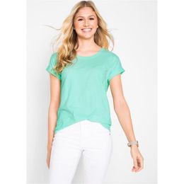 bonprix Damen bonprix T-Shirt &raquo;Boxy-Shirt&laquo; 1 lockere, figurumspielende Passform, Kurzarm, Rundhalsausschnitt gr&uuml;n 32/34 (XS)