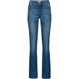 bonprix Damen bonprix Bootcut-Jeans &raquo;Bootcut-Jeans Mid Waist, Komfort-Stretch&laquo; Regular Fit Passform, im klassischen 5-Pocket-Stil blau 46, K-Gr