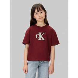 Calvin Klein Jeans M&auml;dchen T-Shirt &raquo;FESTIVE GRAPHIC SS T-SHIRT&laquo; f&uuml;r Kinder bis 16 Jahre, Glitzer-Druck 6 (116)
