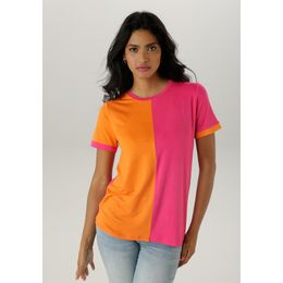 Aniston Selected Damen Aniston SELECTED T-Shirt mit trend- und farbstarken Colorblock pink 40