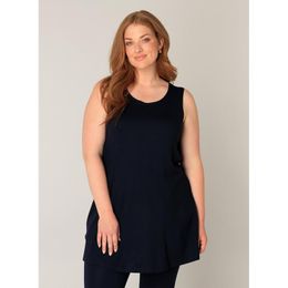 Base Level Curvy Damen Longshirt &raquo;ABBIGALE&laquo; &auml;rmellos, seitlich geschlitzt blau 48