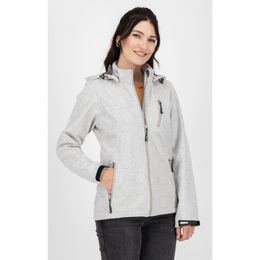 DEPROC Active Damen DEPROC Active Softshelljacke &raquo;SHELBY PEAK DC&laquo; leichte Softshelljacke mit All-Over-Print und abnehmbarer Kapuze wei&szlig; 46 (L)