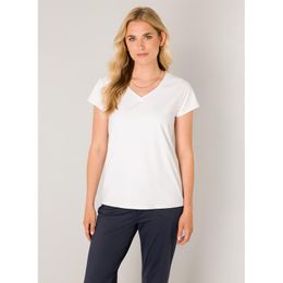 Base Level Damen T-Shirt &raquo;Tilly&laquo; mit V-Ausschnitt wei&szlig; 38