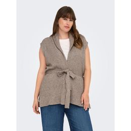 Only Carmakoma Damen Only CARMAKOMA Strickweste &raquo;CARKATIA SL RIB WRAP VEST KNT&laquo; braun L
