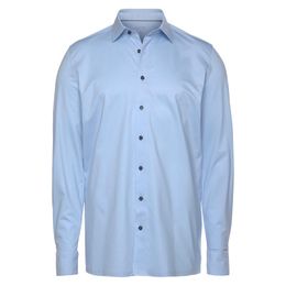 OLYMP Herren OLYMP Langarmhemd &raquo;Luxor 24/Seven modern fit Jerseyshirt&laquo; mit geruchshemmenden Materialeigenschaften blau 45, N-Gr