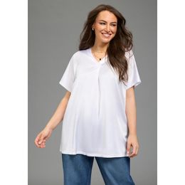 Laura Scott Curve Damen Laura Scott CURVE Satinbluse figurumspielende Passform, mit Falteneinsatz vorne, V-Ausschnitt 52/54